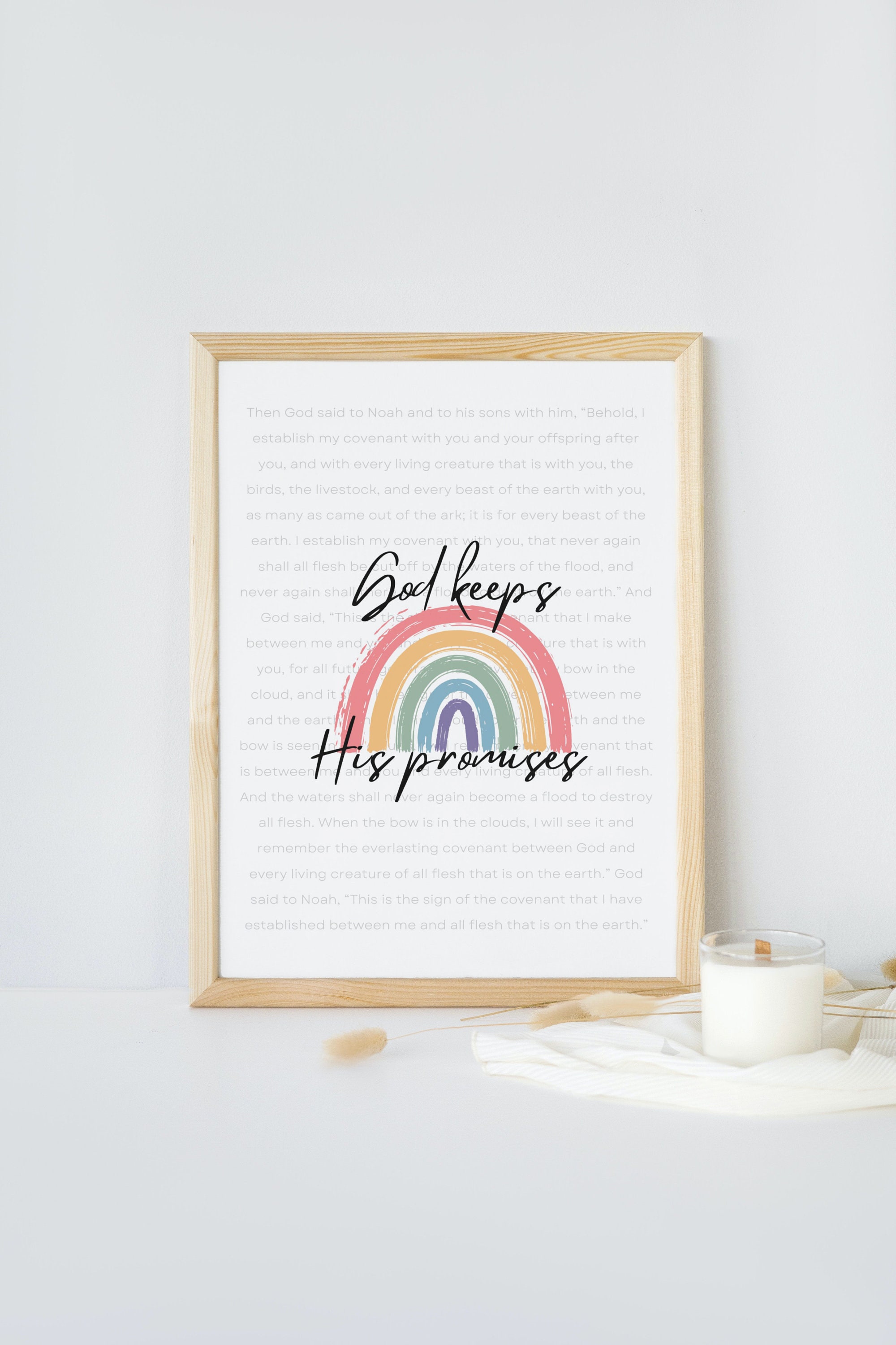 God Keeps His Promises | Rainbow Decor | Noahic Covenant | Bible Verse ...