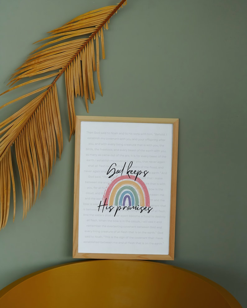 God Keeps His Promises | Rainbow Decor | Noahic Covenant | Bible Verse ...