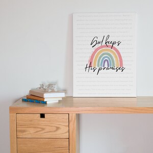 God Keeps His Promises | Rainbow Decor | Noahic Covenant | Bible Verse ...