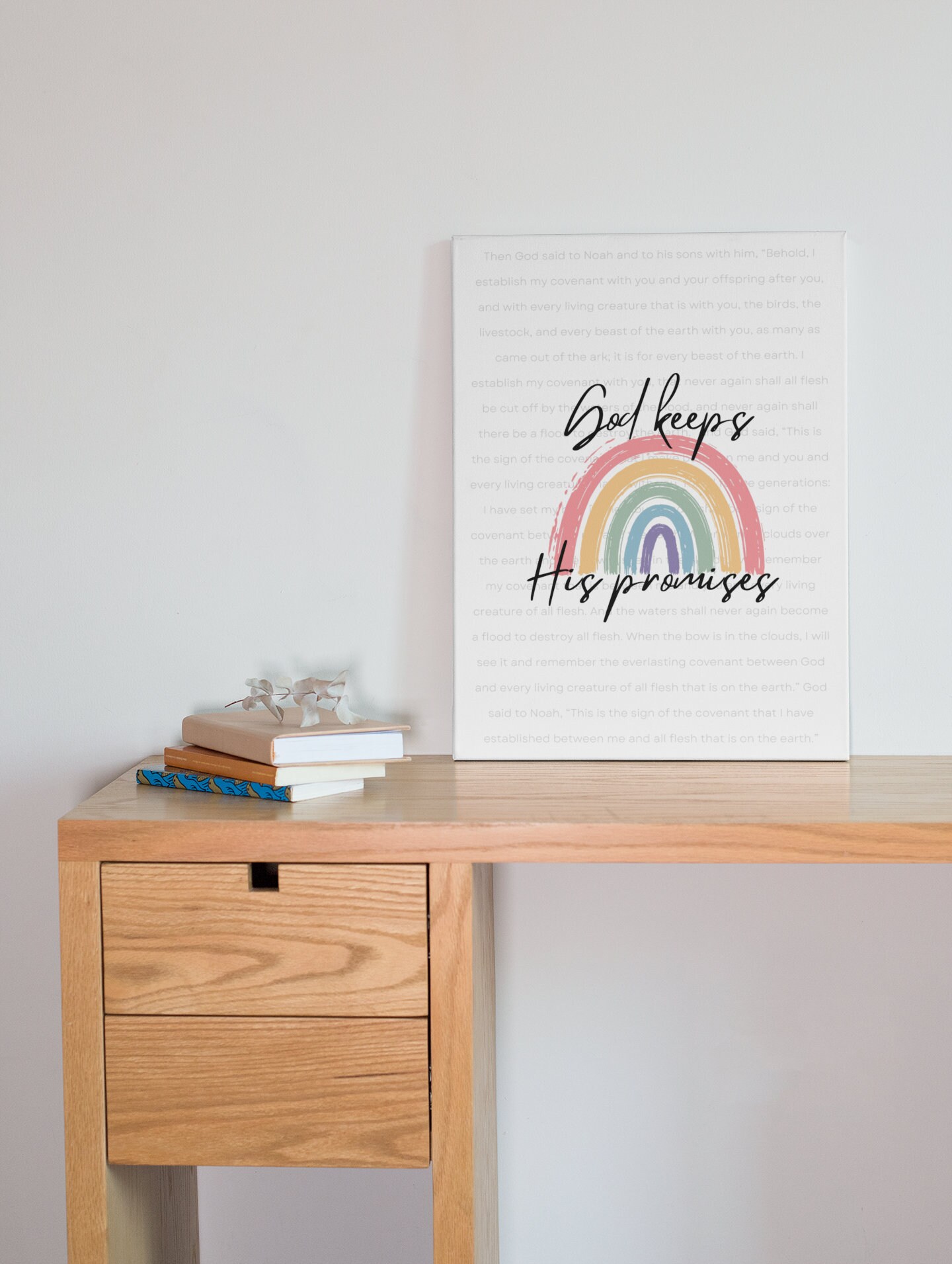 God Keeps His Promises | Rainbow Decor | Noahic Covenant | Bible Verse ...