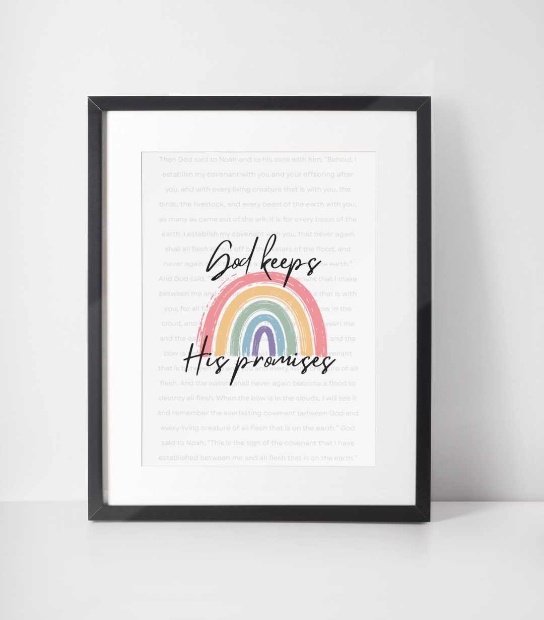 God Keeps His Promises | Rainbow Decor | Noahic Covenant | Bible Verse ...