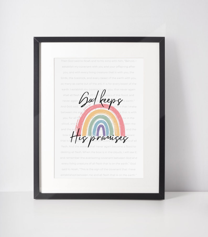 God Keeps His Promises | Rainbow Decor | Noahic Covenant | Bible Verse ...