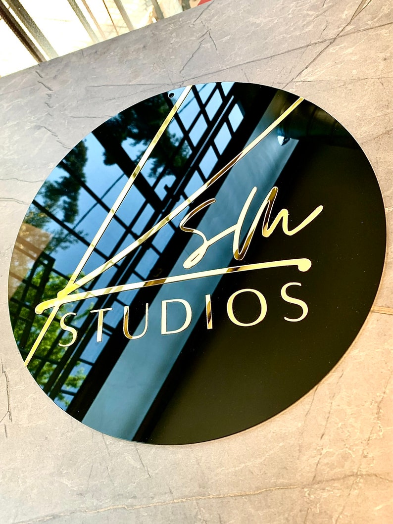 Round Business Logo Sign Custom Logo Business Sign for Wall - Etsy