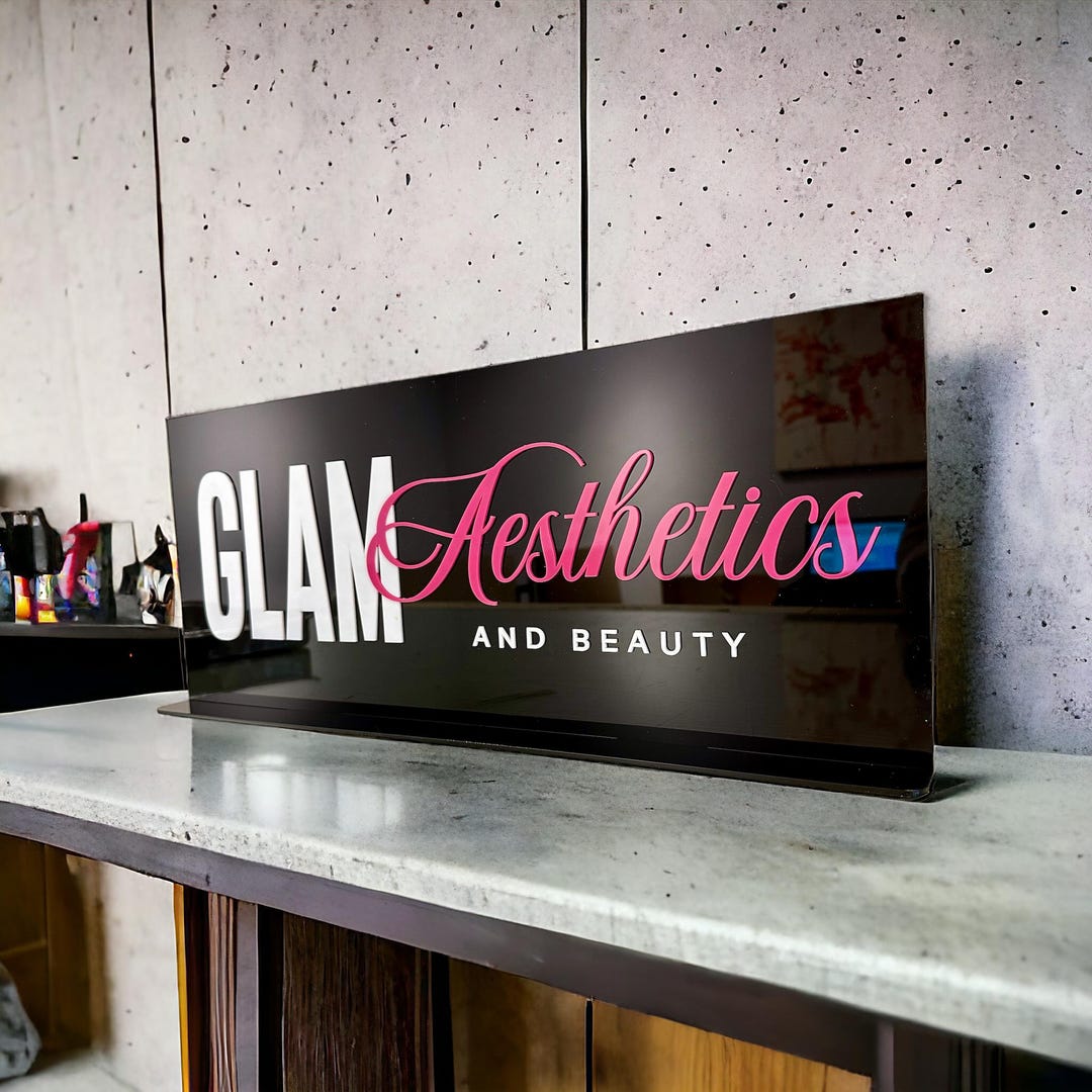 Table Sign With Logo, Custom Name Table Sign, Business Table Sign ...