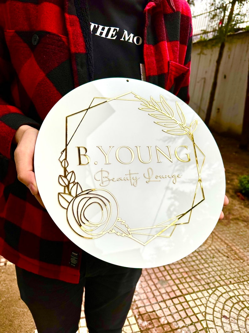 Round Business Logo Sign Custom Logo Business Sign for Wall - Etsy