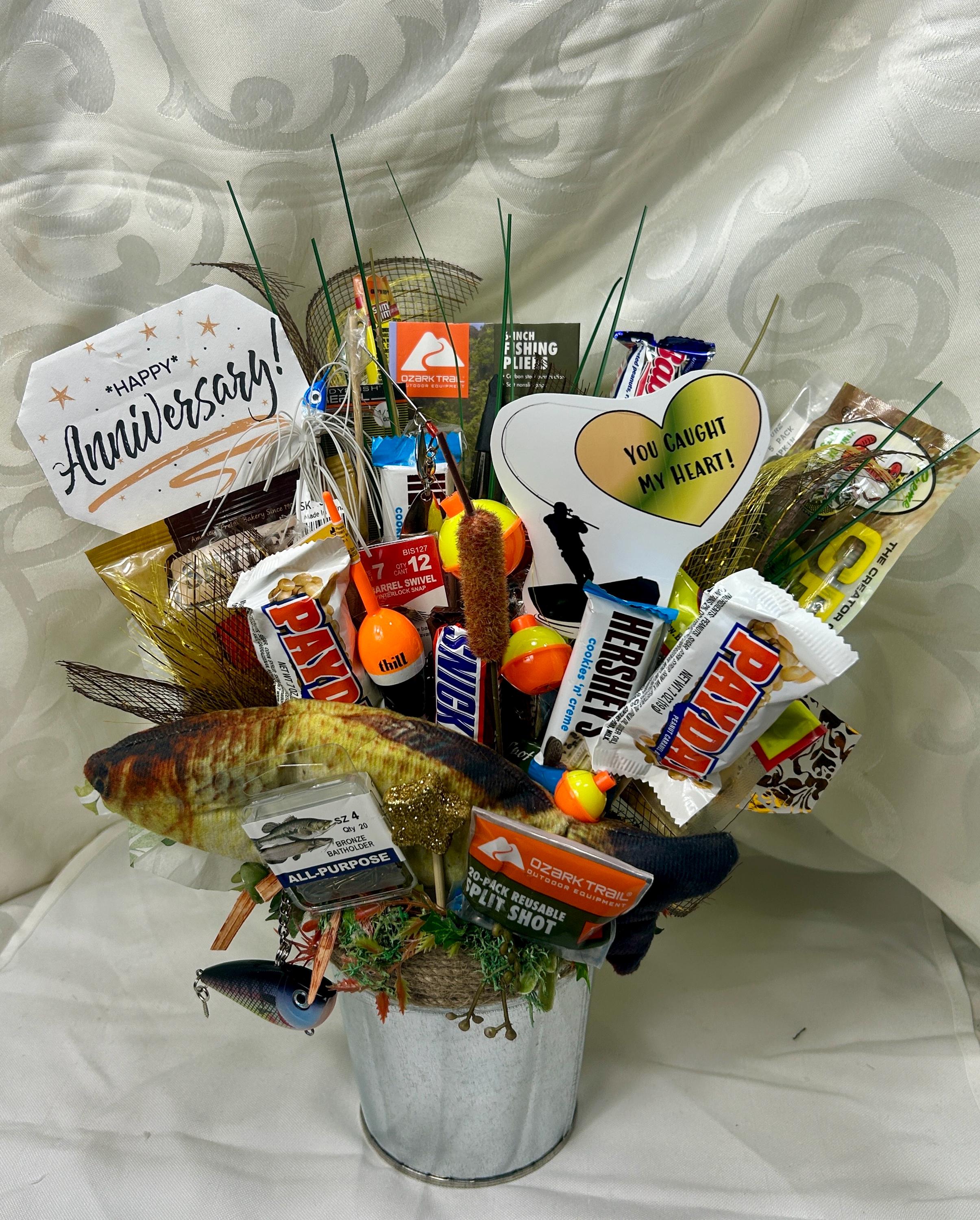 Fishing Gift Bouquet: Tackle, Snacks & Novelty Fish Decor - Etsy