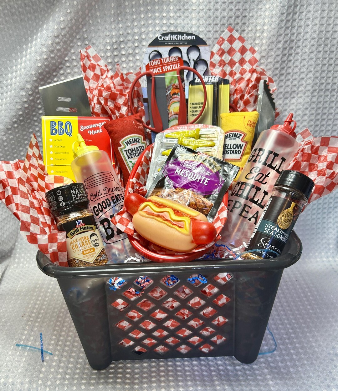 BBQ Backyard Grilling Gift Basket-grill Utensils- for Man, Father ...