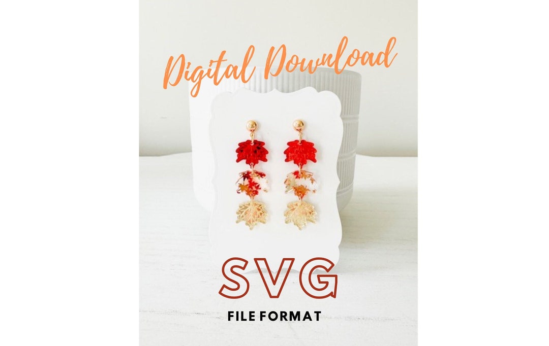 Maple Leaf Fall Earring SVG - Stacked Maple Leaf Earring Laser Cut File ...