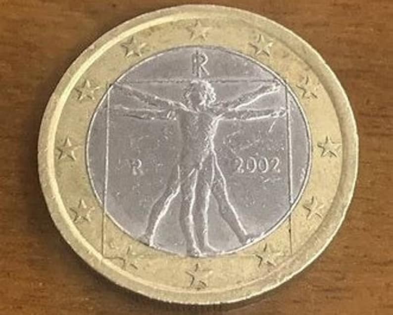 Italy 1-euro 2002 - Drawing by Leonardo Da Vinci - Da Vinci 2002 R - KM ...
