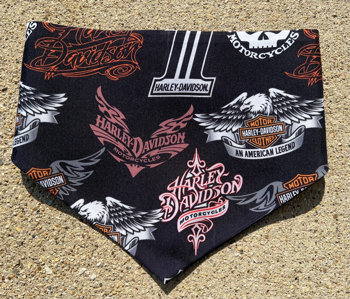 Harley Davidson Motorcycle Logos Dog Bandana Snap on Black - Etsy