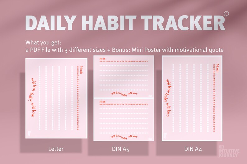 Daily Habit Tracker Printable Tracker Selflove Aesthetic Habit Planner ...