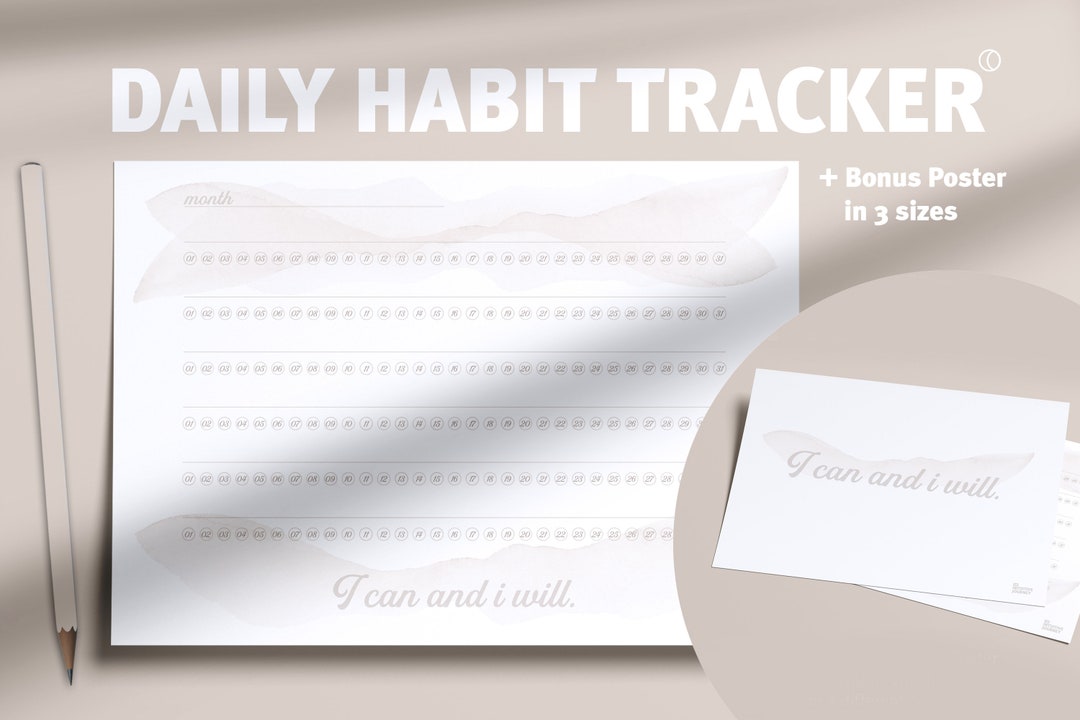 Daily Habit Tracker Printable Tracker Selflove Aesthetic Habit Planner ...