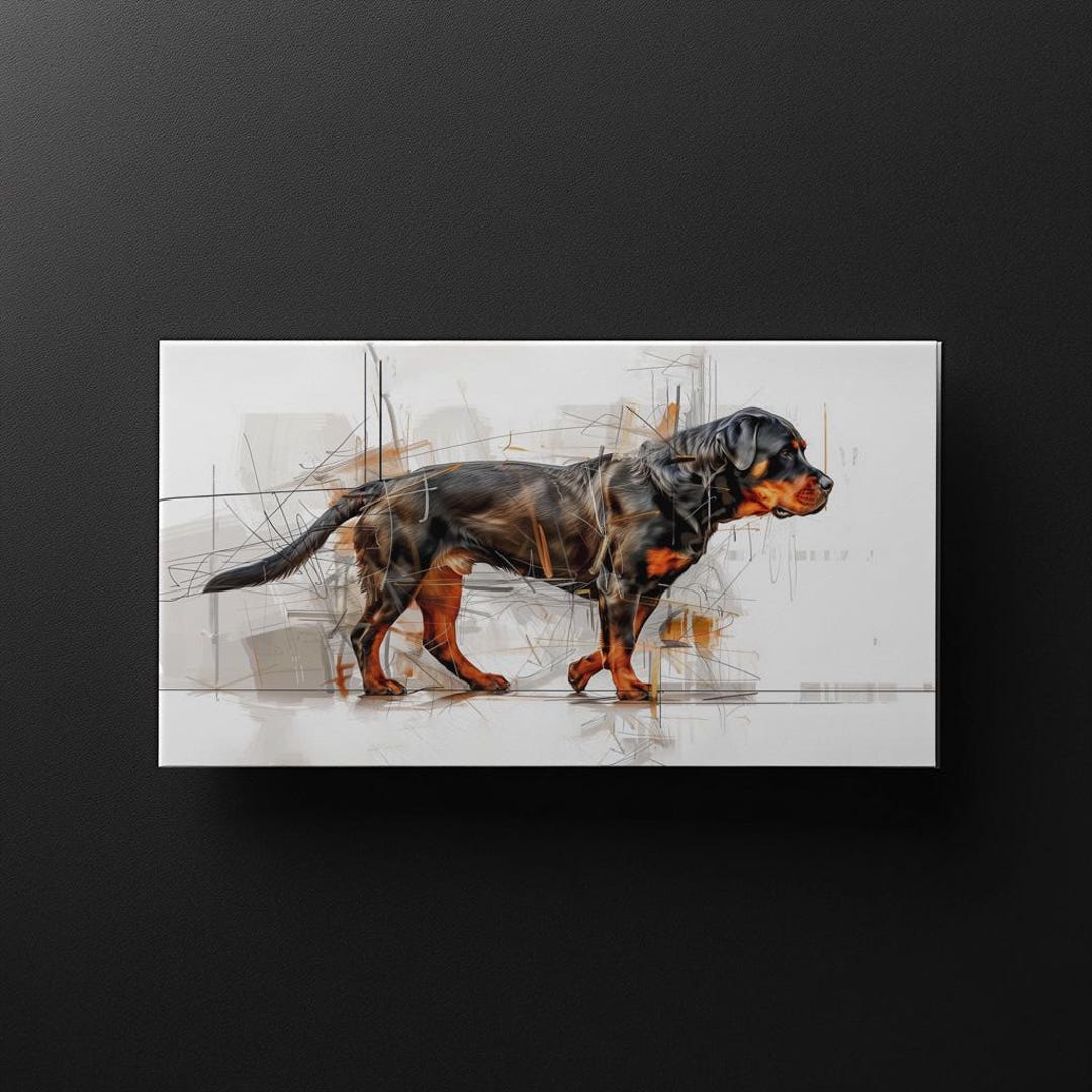 Colorful Drawing of Rottweiler Art Print Gift for Dog Lovers Modern ...