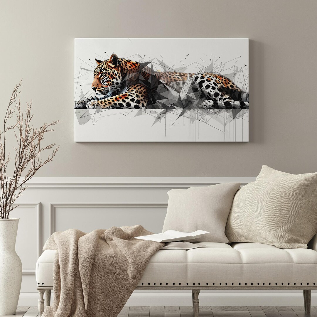 Drawing of Leopard Art Print Gift for Wild Animal Lovers Modern Wall ...