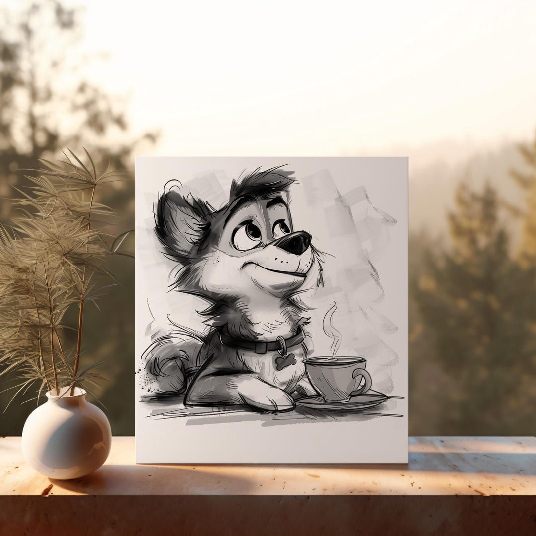 Dibujo de Pixar de un husky siberiano - Retrato de perro en lienzo ...