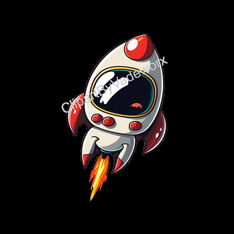 Retro Spaceship Clipart - Etsy