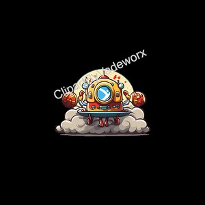 Retro Spaceship Clipart - Etsy