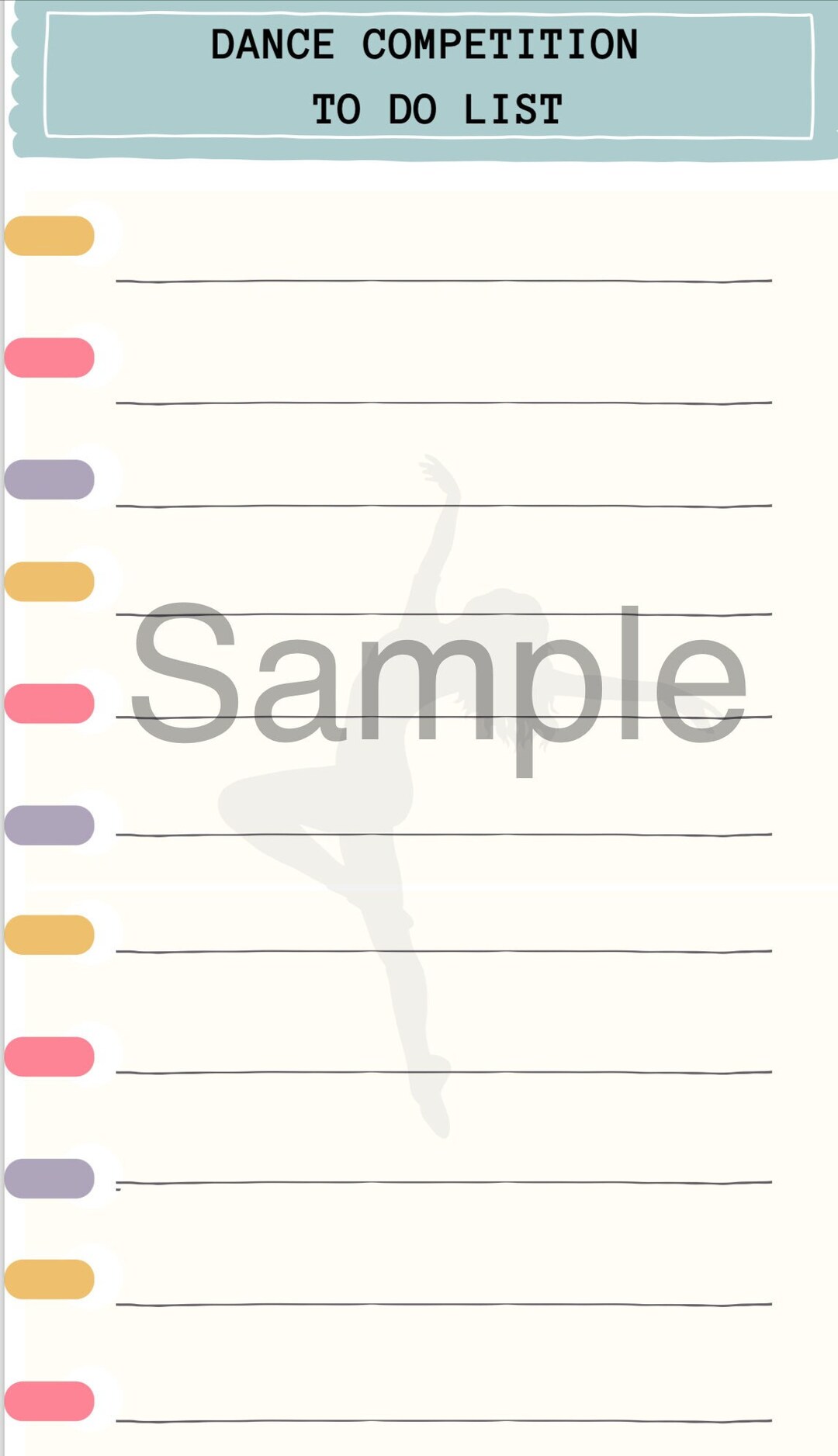 Dance Competition to Do List - Etsy