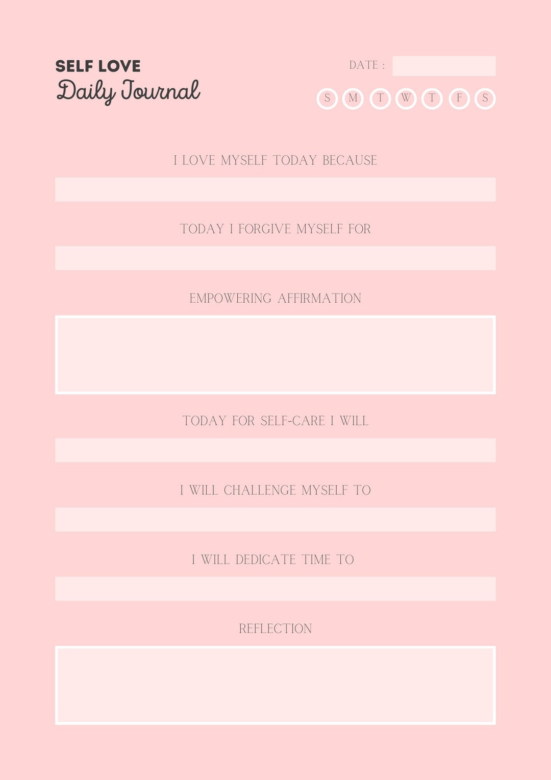 Daily Self Love Journal *instant Download* - Etsy