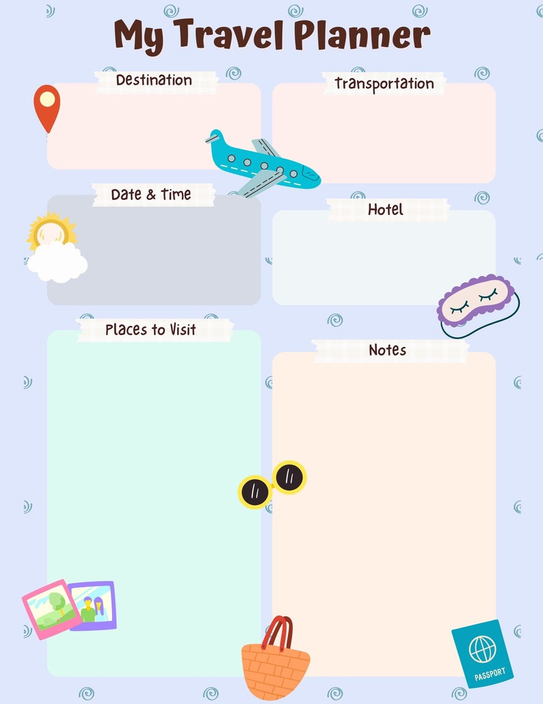 Travel Planner *instant Download* - Etsy