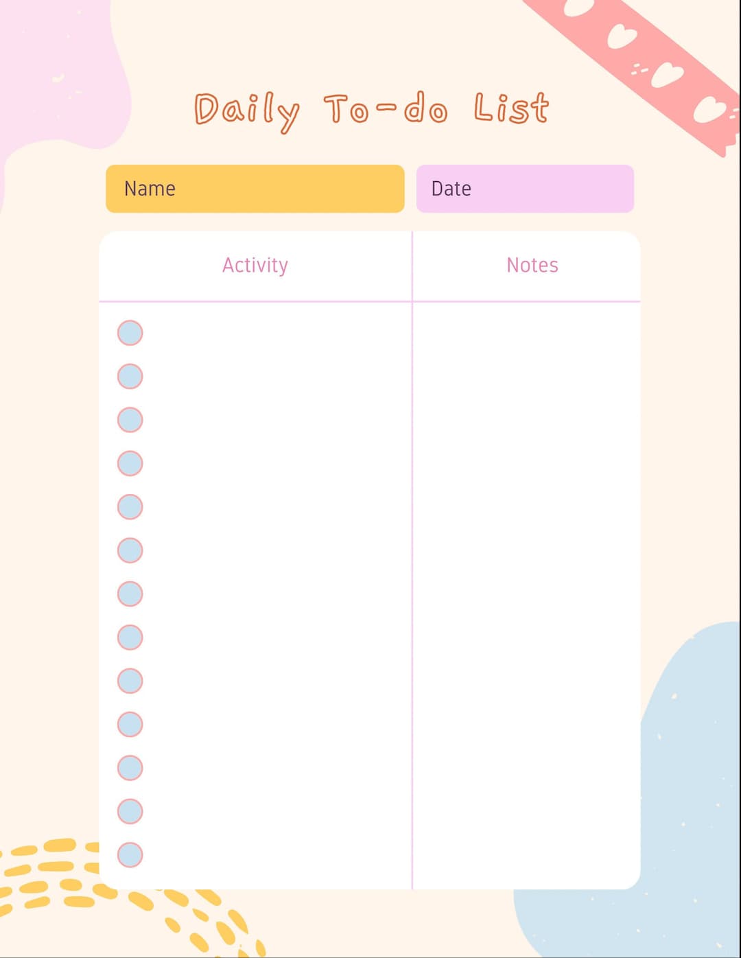 To Do List With Notes *instant Download* - Etsy