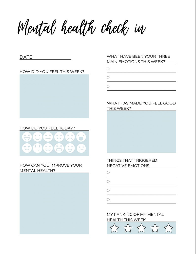 Weekly Mental Health Check in *instant Download* - Etsy