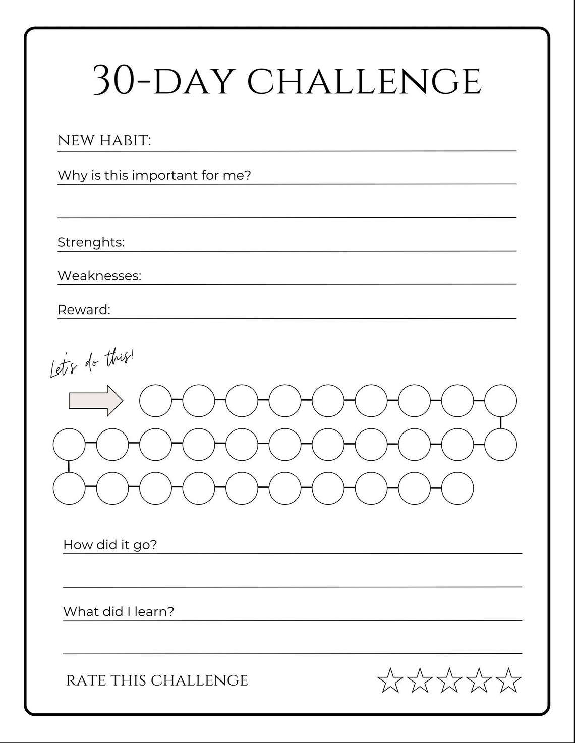 30 Day Habit Challenge instant Download - Etsy