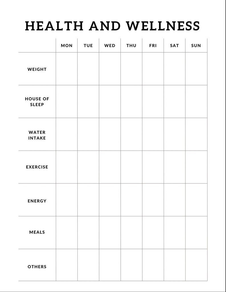 Health & Wellness Tracker *instant Download* - Etsy