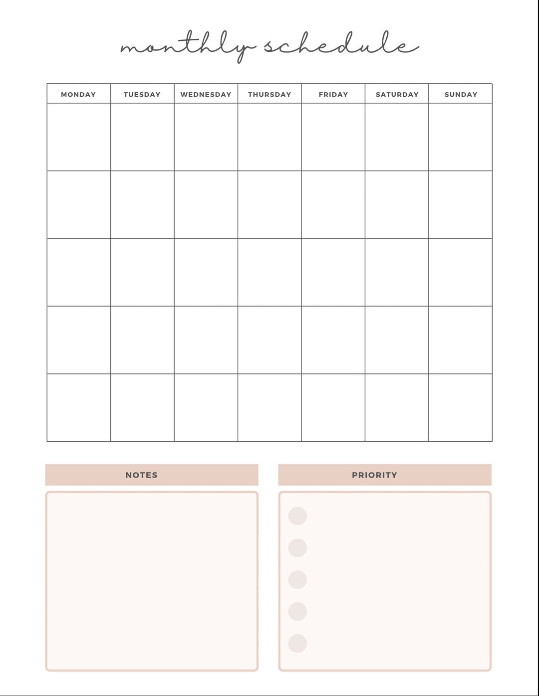 Monthly Planner *instant Download* - Etsy
