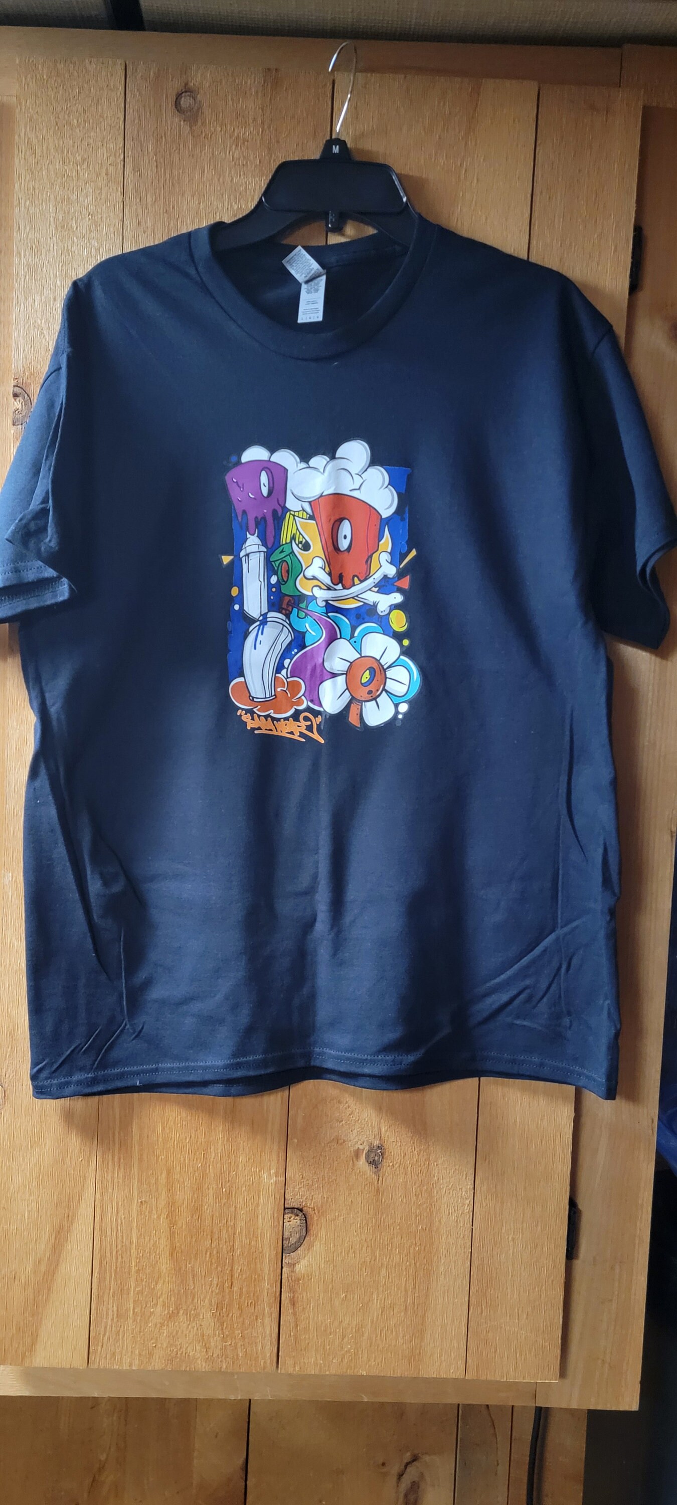 Saga Wear Cyclops Skull and Crossbones Spray Paint Flower Tee - Etsy