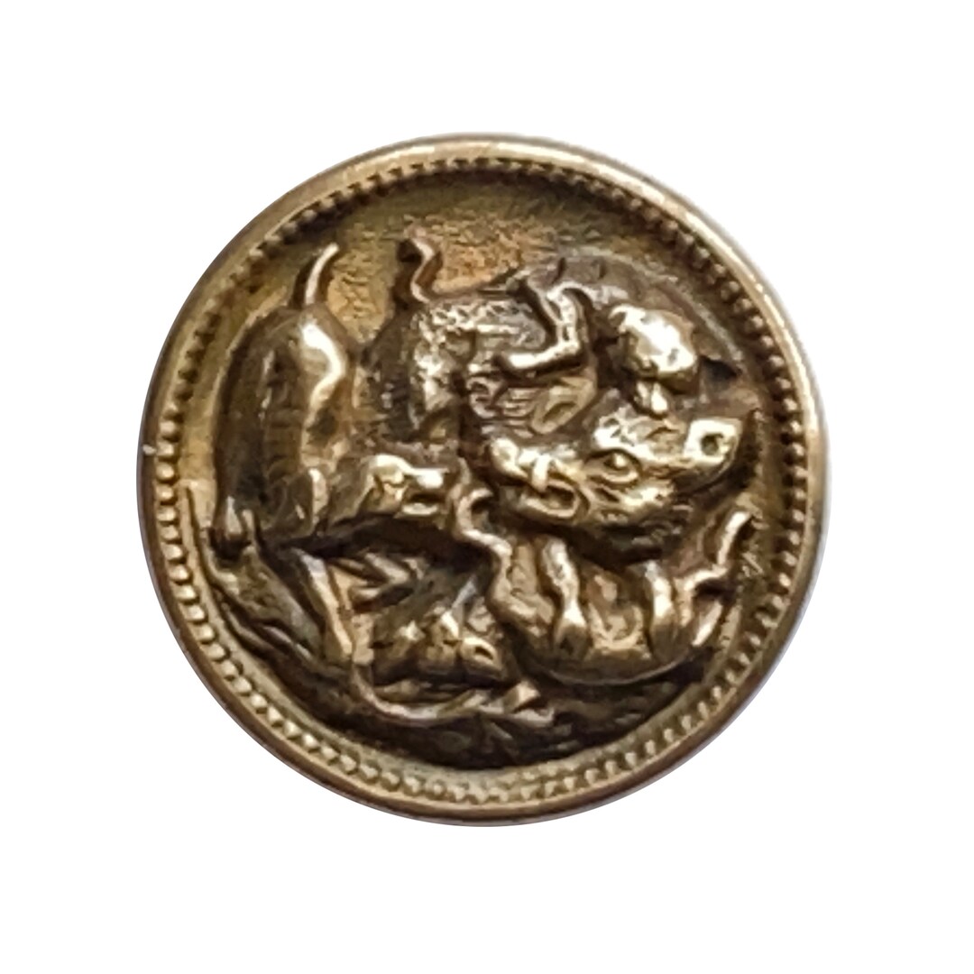 Antique Brass Sporting Button, Boar Hunt - Etsy