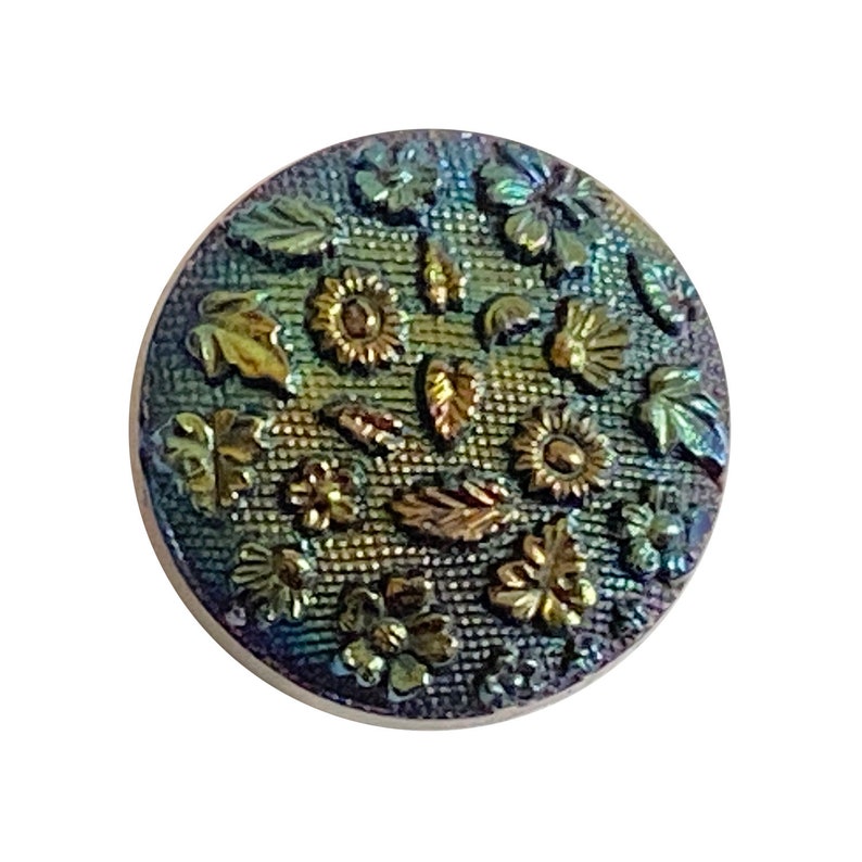 Antique Iridescent Black Glass Button, All-over Floral Design - Etsy