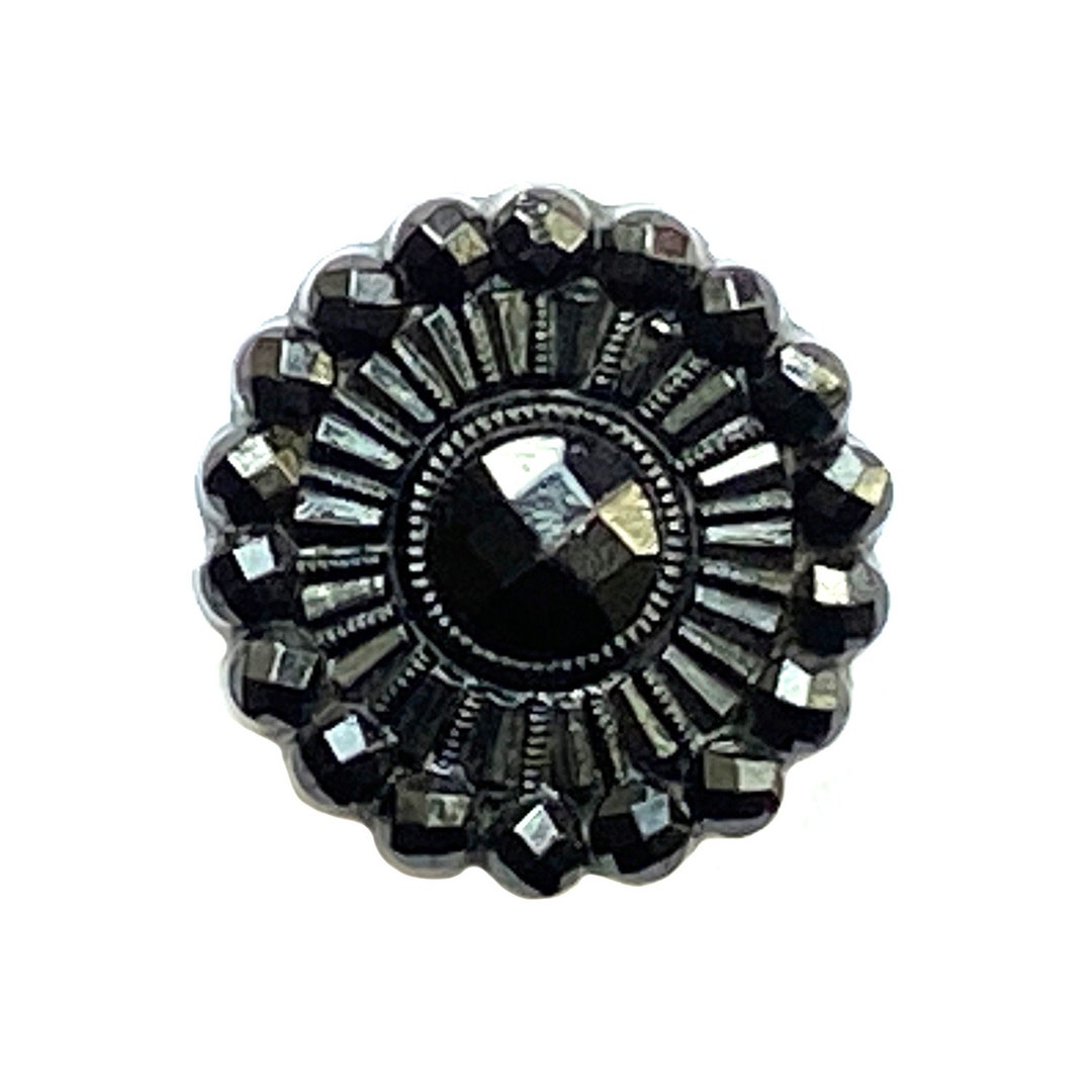 Black Glass Button, Radial Design - Etsy