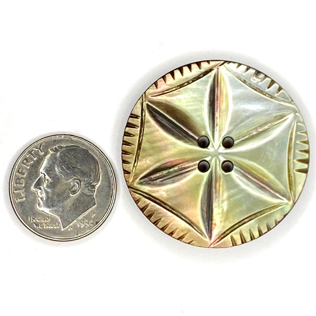 Antique Iridescent Carved Pearl Button, Stylized Floral - Etsy