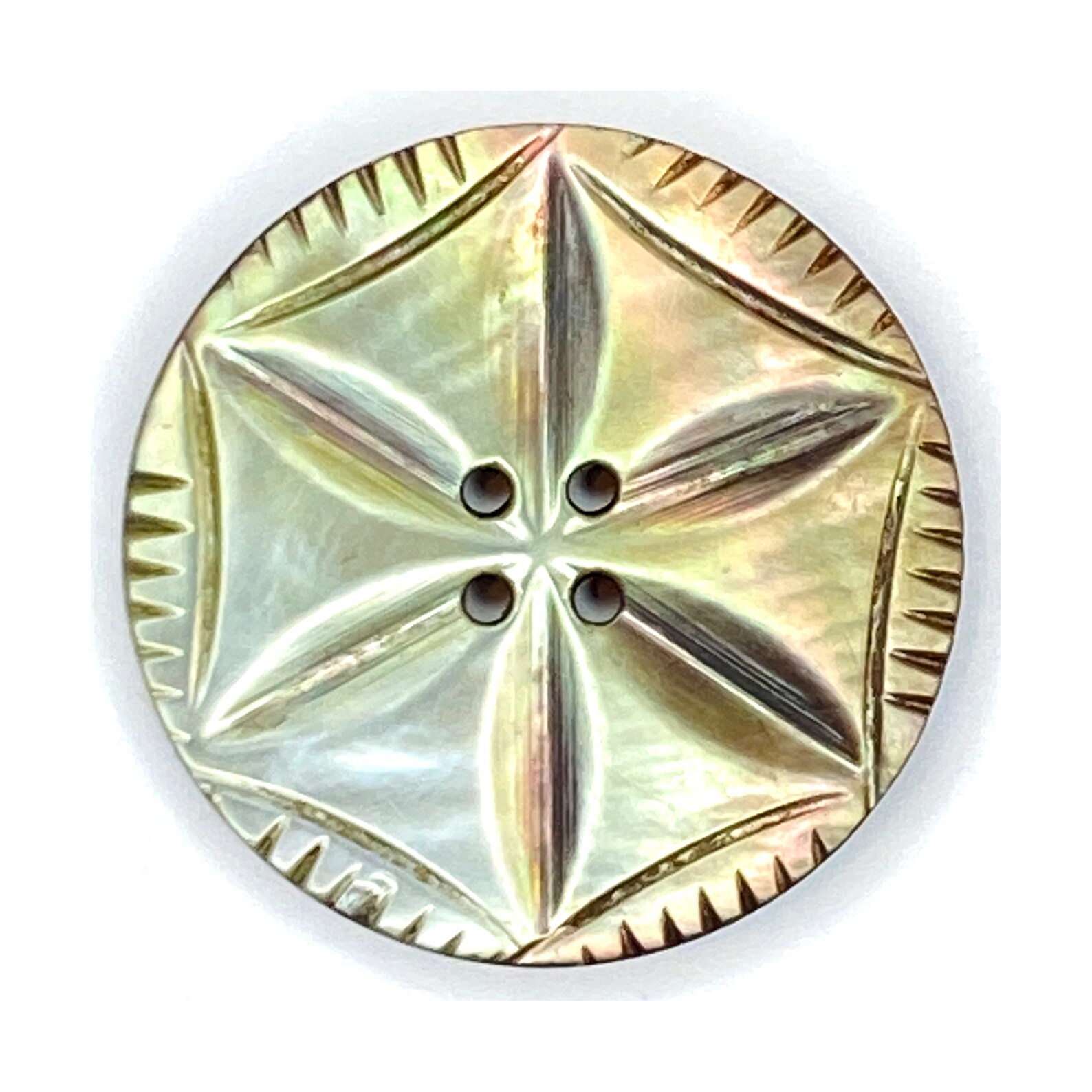 Antique Iridescent Carved Pearl Button, Stylized Floral - Etsy