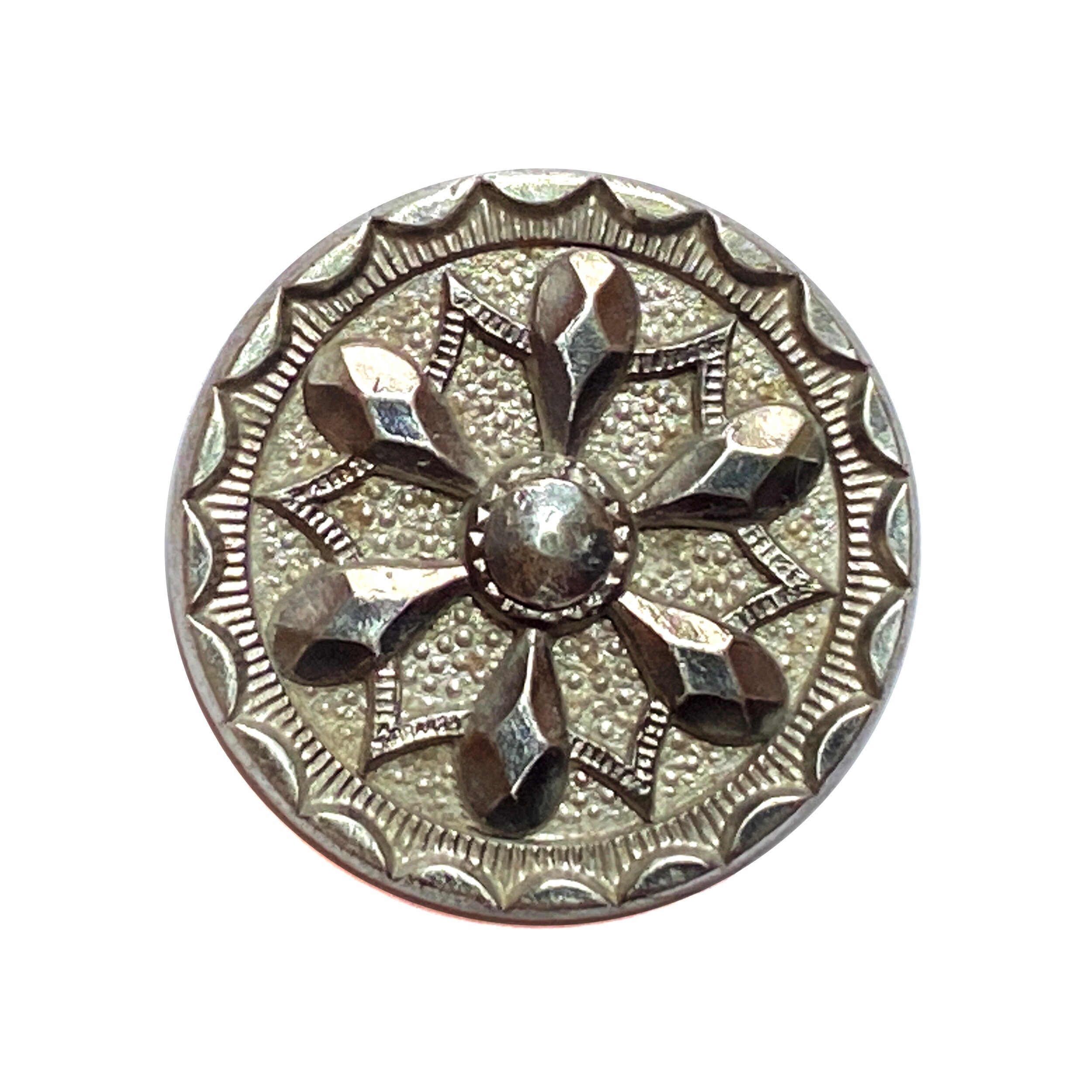 Pewter Button, Stylized Flower Design - Etsy