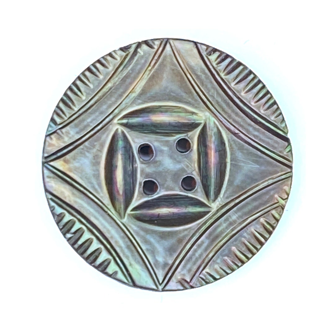 Antique Iridescent Carved Pearl Button, Conventional Design - Etsy