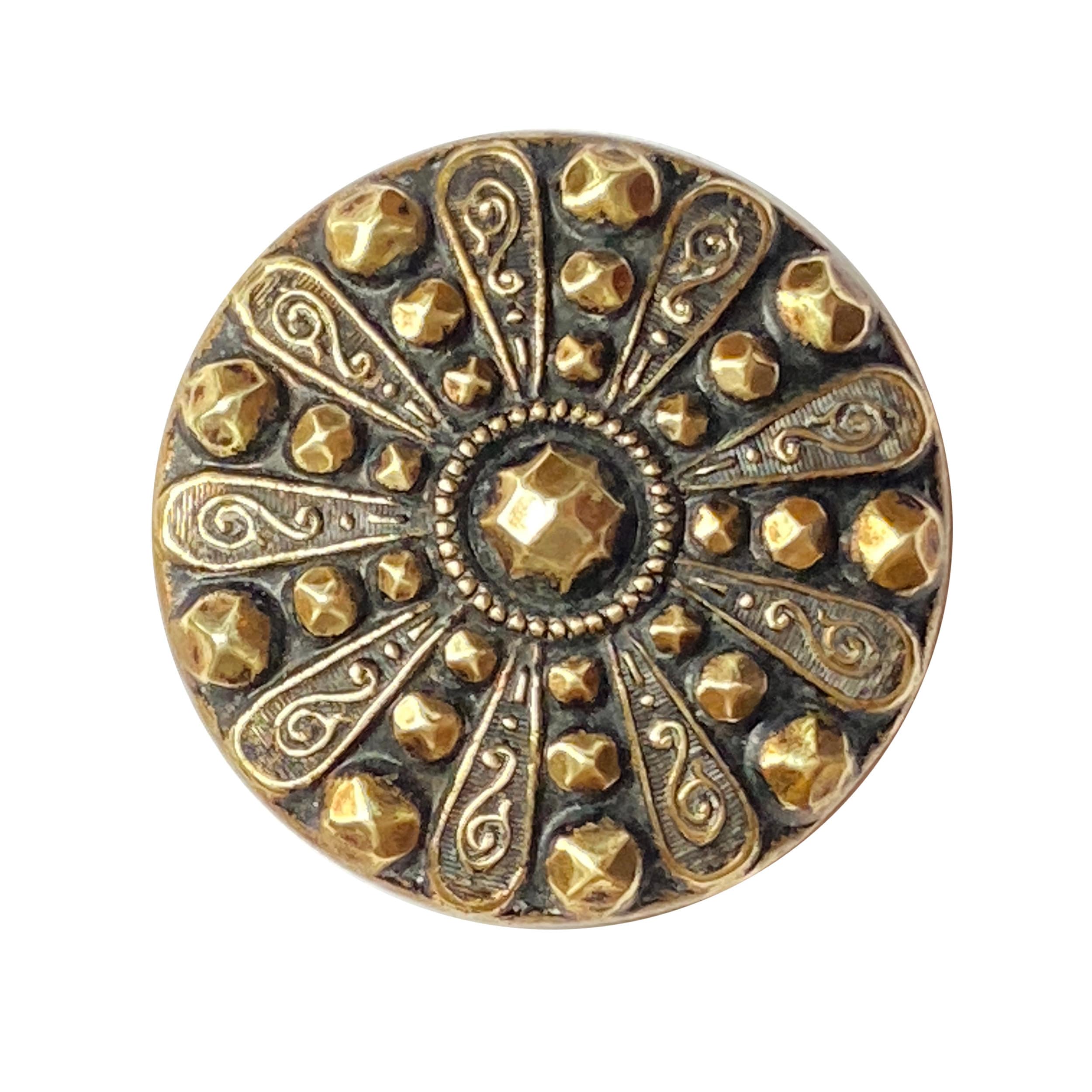 Antique Brass Button, Radial Design - Etsy