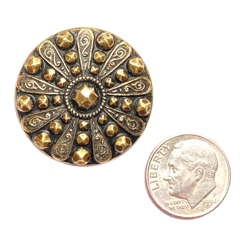 Antique Brass Button, Radial Design - Etsy