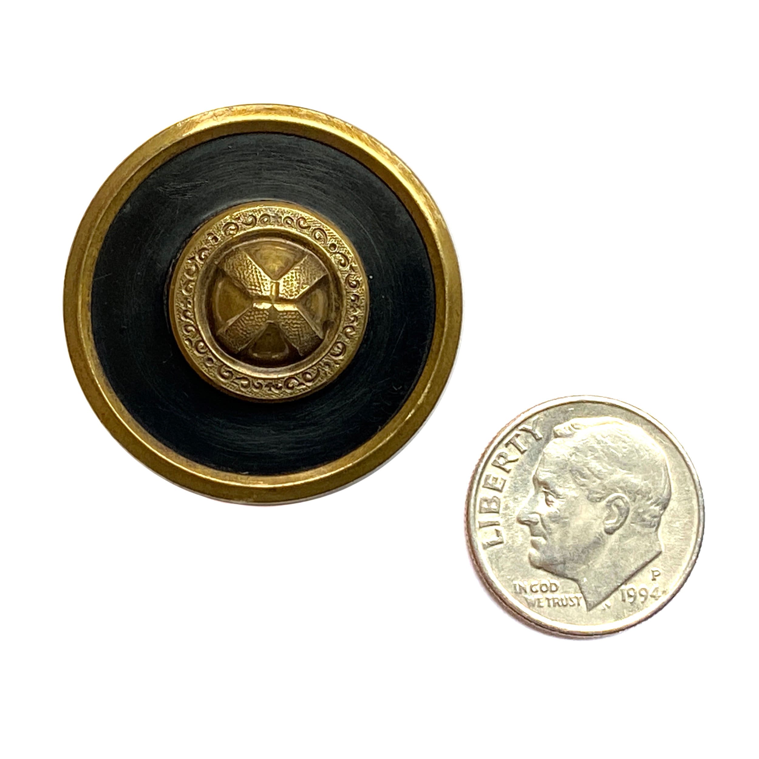 Vintage Brass Button, Celluloid Background - Etsy