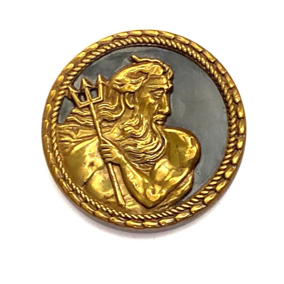 Antique Mythological Picture Button, “neptune” - Etsy