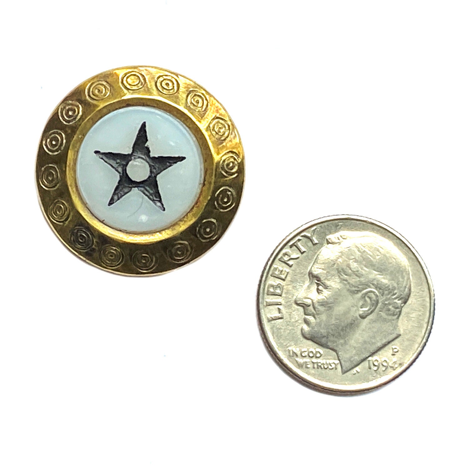 Glass Mounted in Metal Button, Star Pattern - Etsy