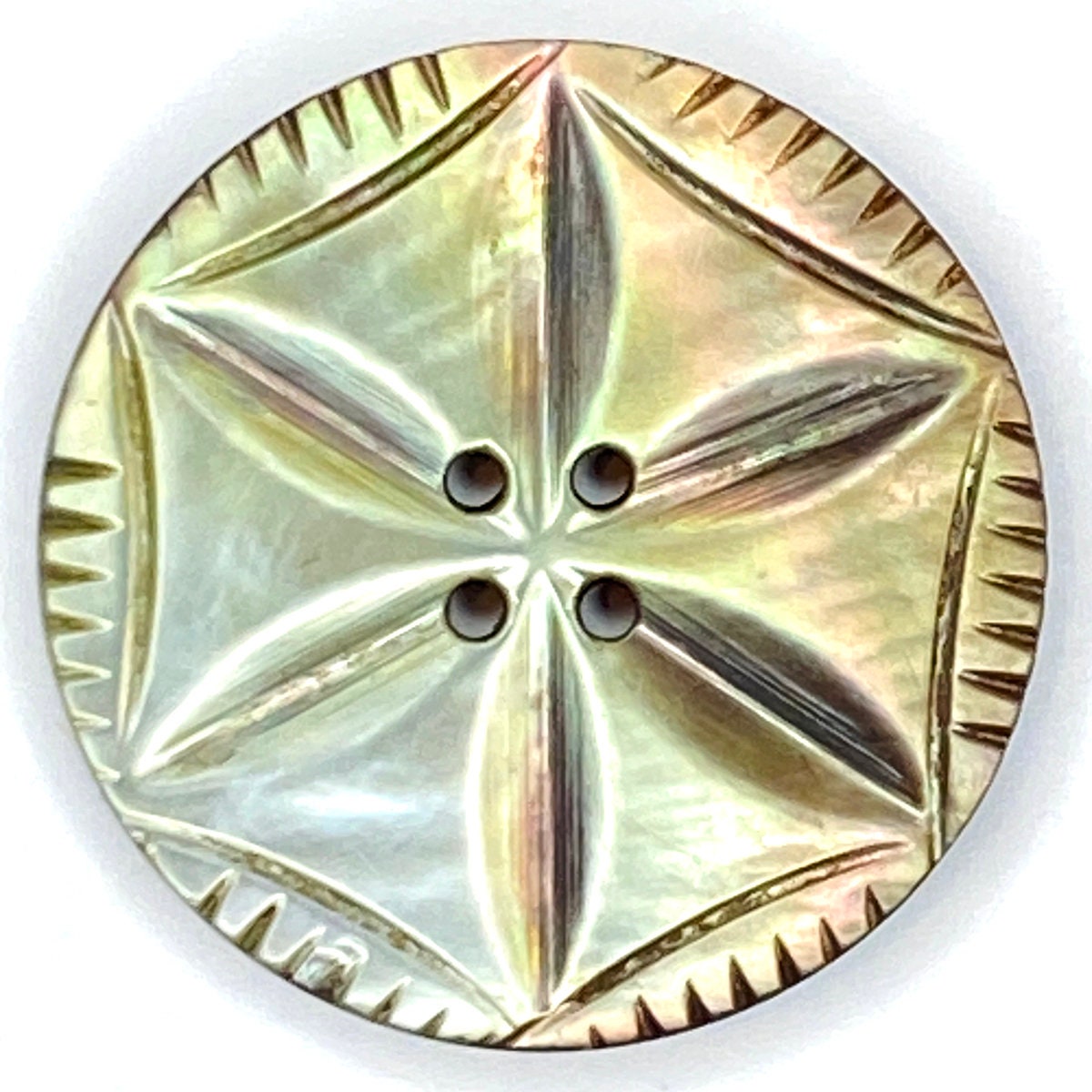 Antique Iridescent Carved Pearl Button, Stylized Floral - Etsy