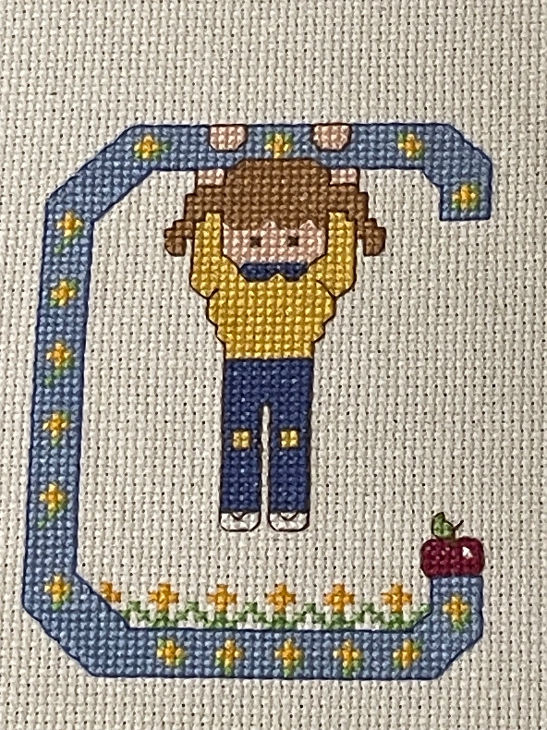 Finished Cross Stitch Letter C Girl Nursery Vintage Look New - Etsy