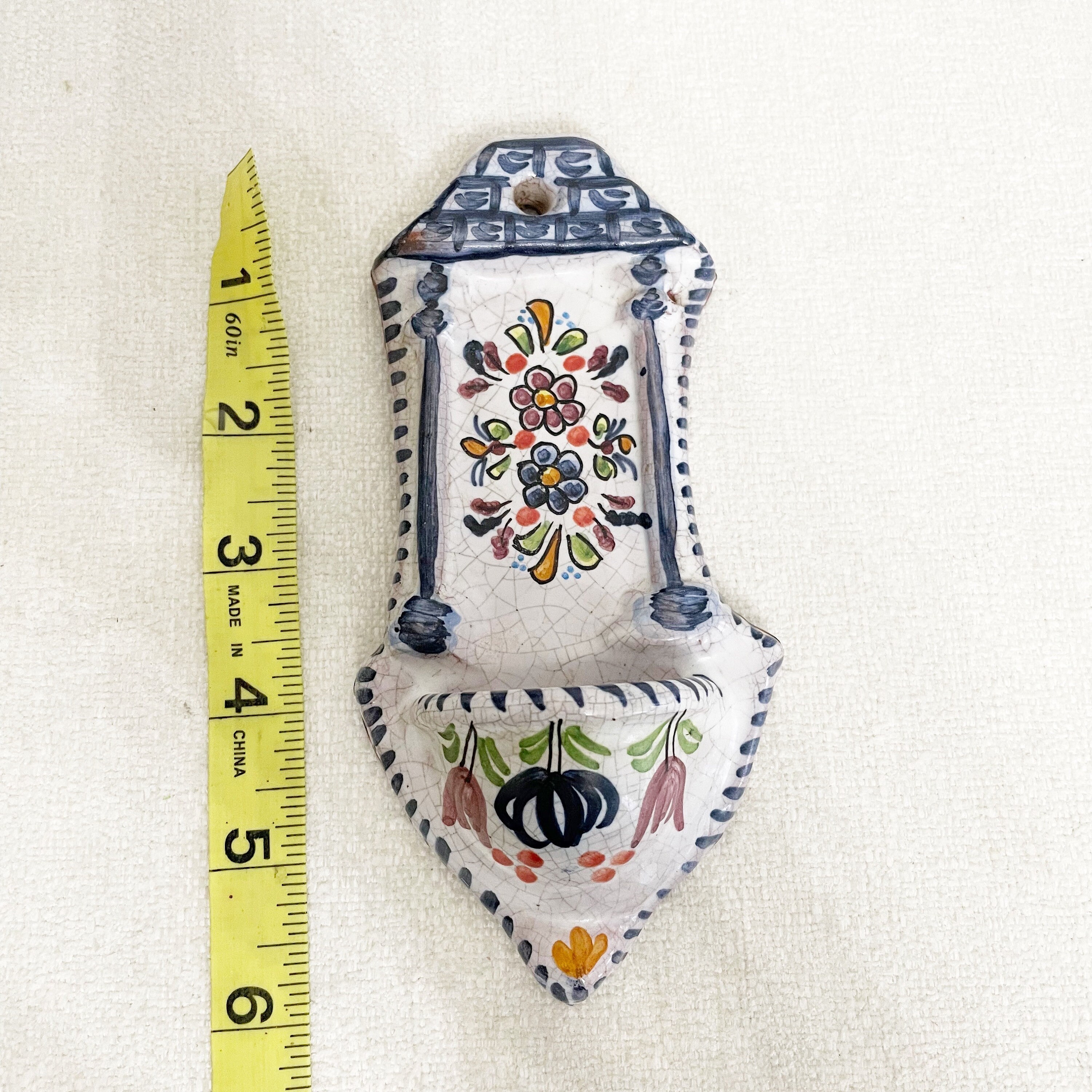 Vintage Ceramic Holy Water Wall Fount From Spain. Spanish Ceramic Holy ...