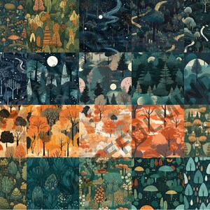94 Fantasy Forests Medley Digital Paper - Watercolor Forest and Nature ...