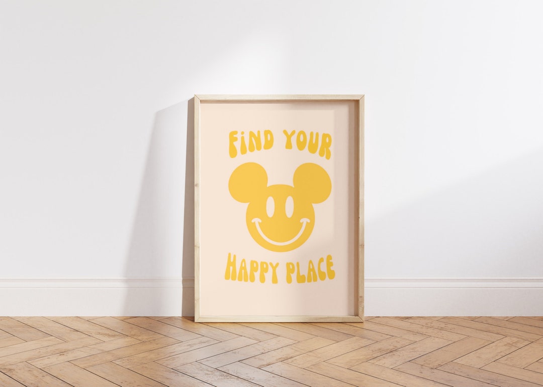 Mickey Smiley Face Print // Find Your Happy Place // Retro Smiley Face ...