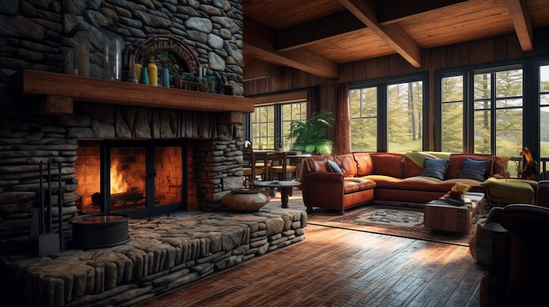 Zoom Virtual Backgrounds | Fireplace | Home Office Background | Google ...