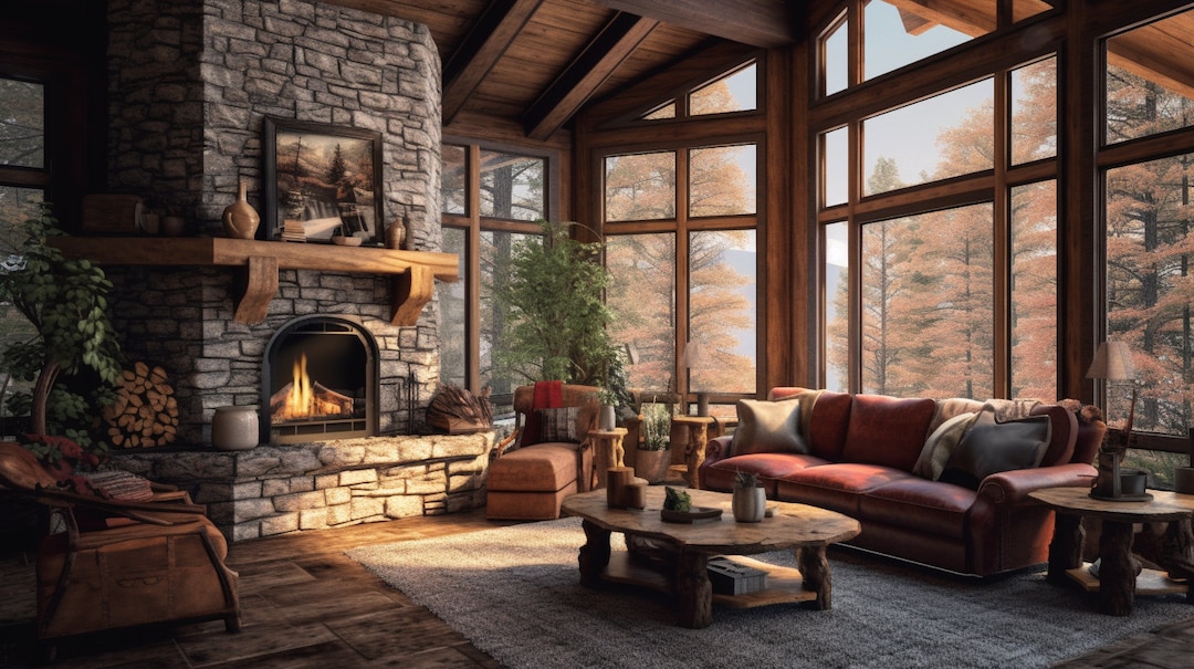 Professional Zoom Virtual Backgrounds | Fireplace | Home Office ...