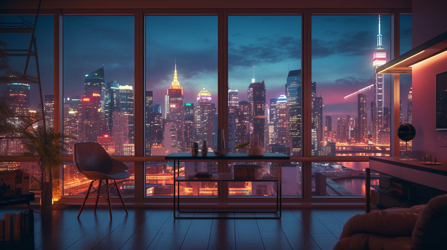 Night City Skyline Virtual Background: Home Office Backdrop - Etsy